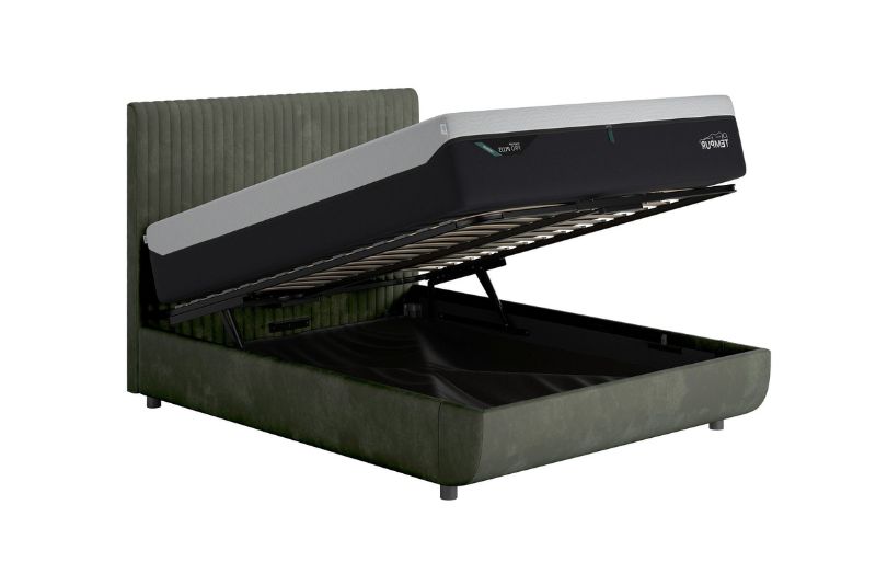 Tempur Arc Storage Bed and Headboard 5ft Dark Green | Caseys Furniture