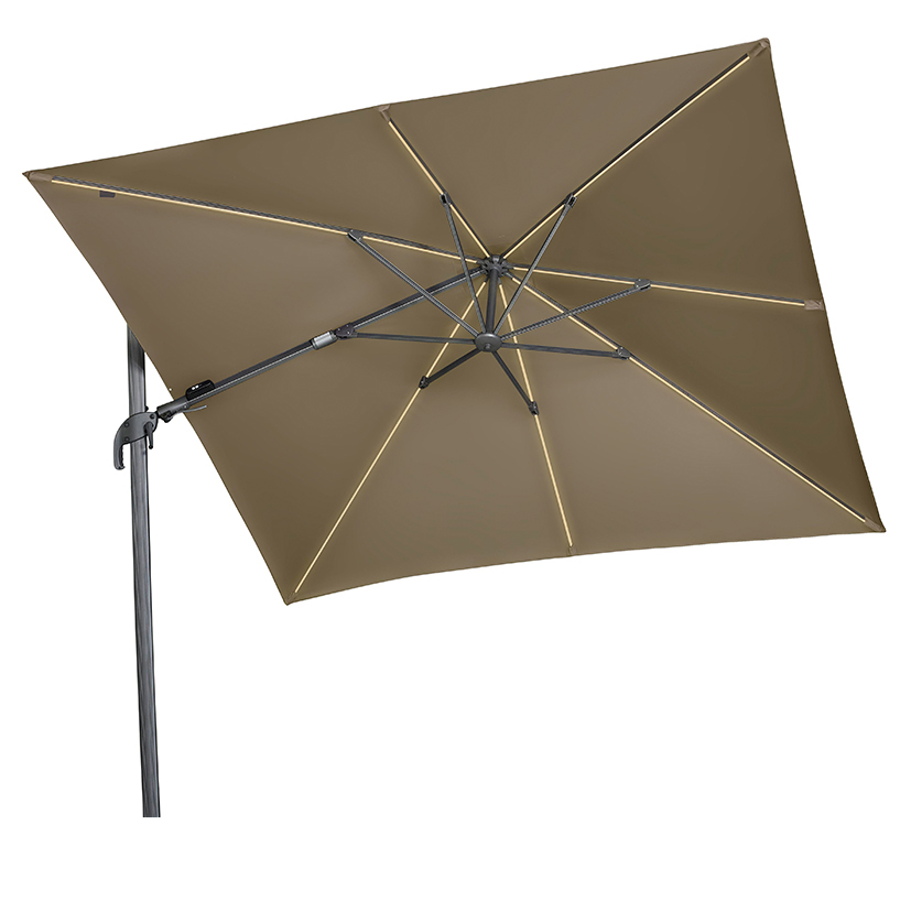 3m Square Glow Parasol Taupe w/Cover | Caseys Furniture